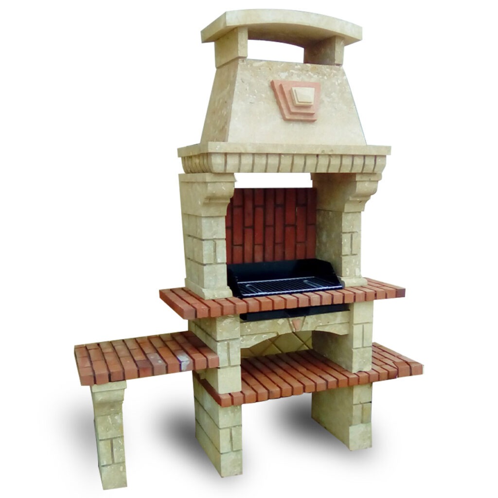 Barbecue fixe pierre avec banquette (BFPN02)