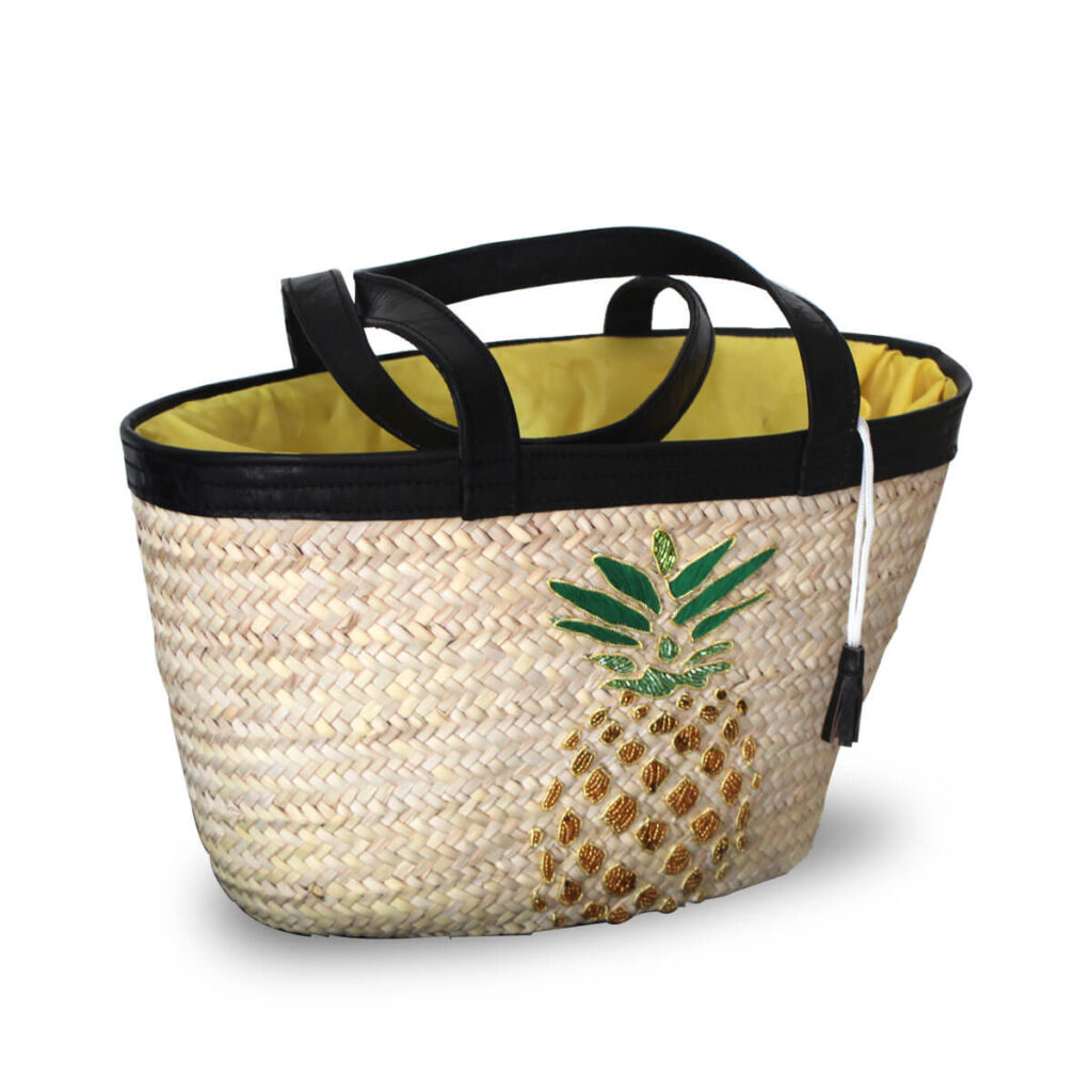 Panier Couffin Paille Motif Ananas