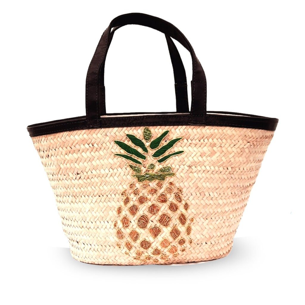 Panier Couffin Paille Motif Ananas