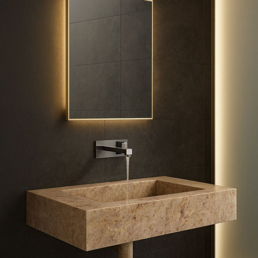 Lavabo Suspendue En Marbre Kadhel Gris Rosé LMK70